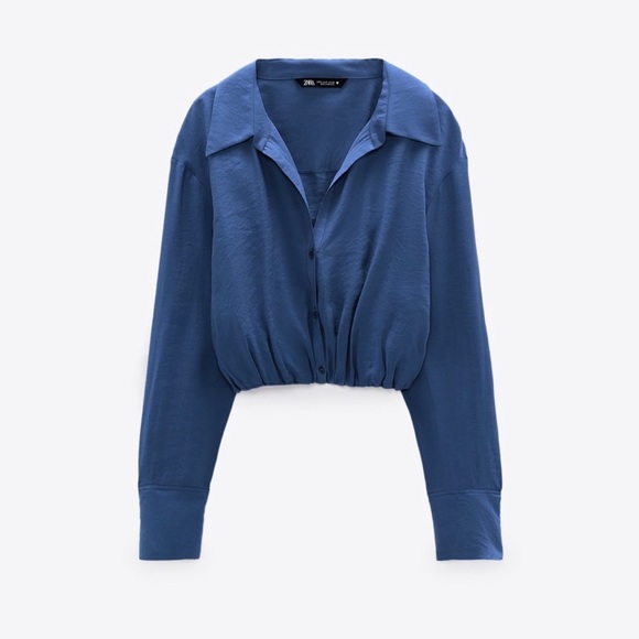Zara | Tops | Zara Blue Flowy Shirt | Poshmark